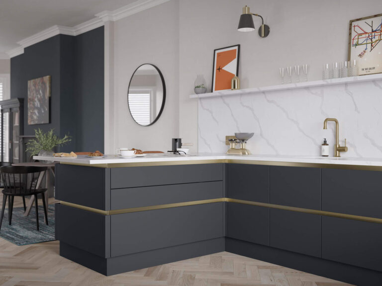 Handless Rails for Kitchen Doors in a Range of Colours